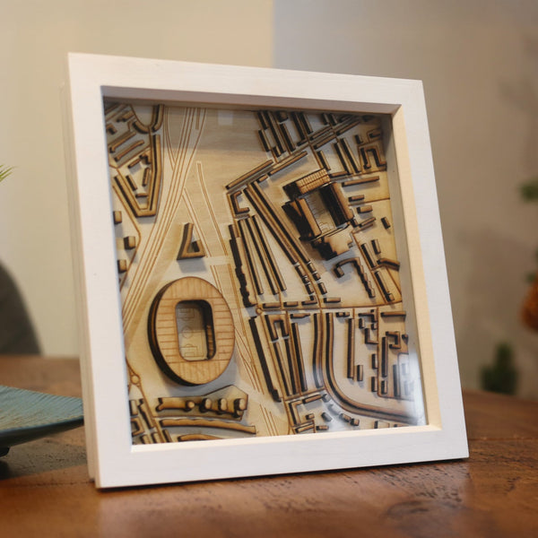 Arsenal Emirates Stadium/Highbury Map Hand Finished Frame – Wooden Grounds